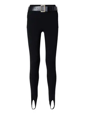 SELF-PORTRAIT Belted Stretch-jersey Stirrup Leggings - Black