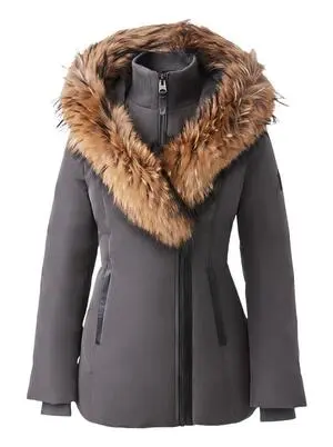 Mackage Adali-fz Down Coat With Natural Fur Signature Collar - Carbon