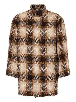 Saint Laurent Checked Wool-blend Tweed Jacket - Brown