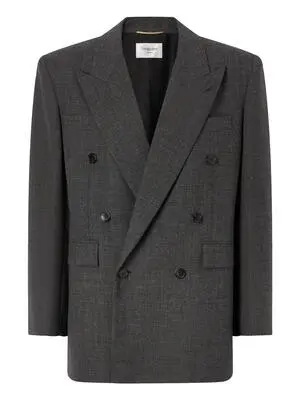 Saint Laurent Wool Double-breasted Blazer - Gray