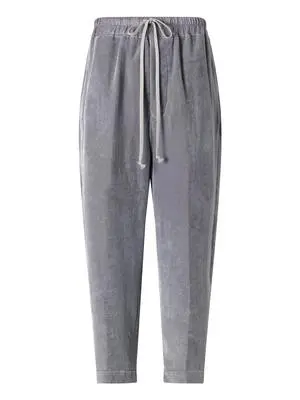 Rick Owens Cropped Velvet Tapered Pants - Gray