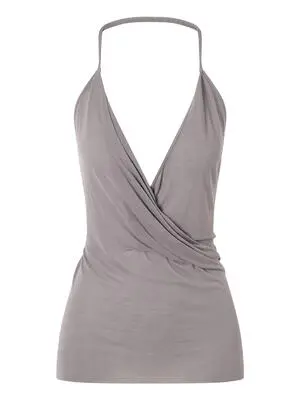 Rick Owens Draped Jersey Halter Neck Tank - Gray