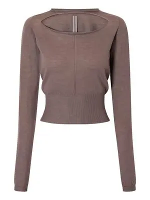 Rick Owens Cropped Cut-out Virgin Wool Sweater - Grape