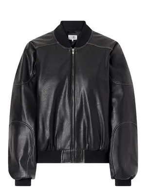 MAISON MARGIELA Leather-effect Bomber Jacket - Black