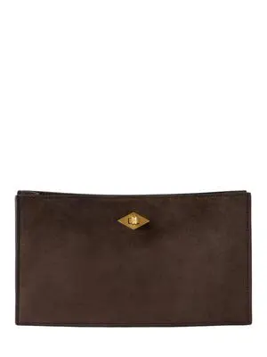 METIER Ease Suede Clutch With Detachable Shoulder Strap - Brown