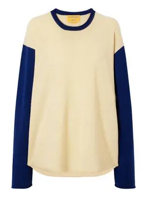 Guest In Residence Two-tone Cashmere Baseball Sweater - Yellow