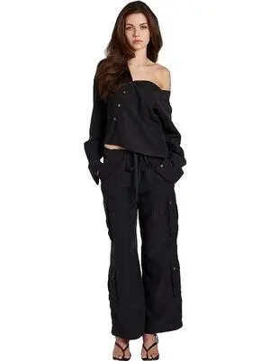 Sab Studio Sab Studio One Shoulder Asymmetric Button-Up Shirt Black