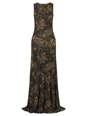 Etro Paisley-print Metallic Ribbed-knit Maxi Dress - Green