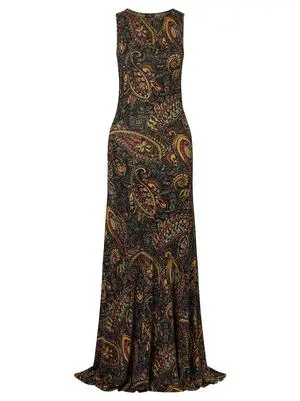 Etro Paisley-print Metallic Ribbed-knit Maxi Dress - Green