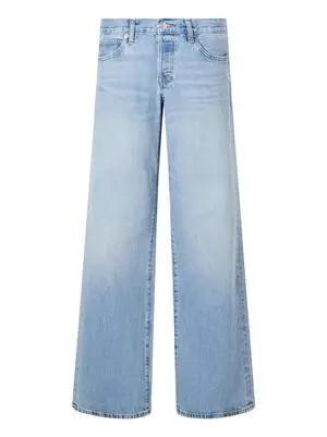 FRAME Gray Low-rise Wide-leg Jeans - Blue