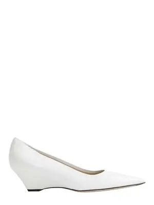 THE ROW Liisa Wedge Pumps In Soft Lambskin - White