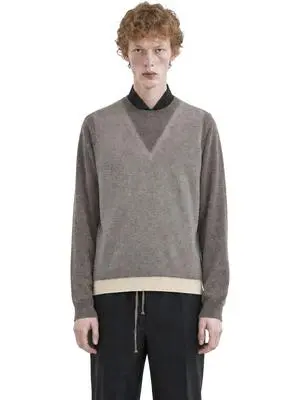 MAISON MARGIELA Fused Knit Wool Crewneck Sweater - Brown