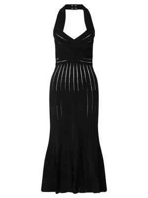 Balmain Flechage Halterneck Knit Jersey Midi Dress - Black