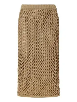 DIOTIMA Spice Beaded Crocheted Midi Skirt - Beige