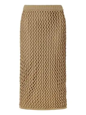 DIOTIMA Spice Beaded Crocheted Midi Skirt - Neutrals