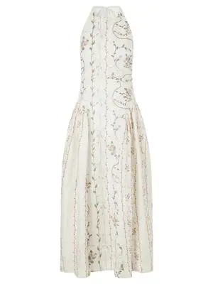 Agua Bendita Balsa Navegante Embroidered Linen Maxi Dress - Neutrals