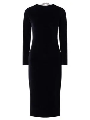 Balmain Embellished Open-back Ribbed Velvet Midi Dress - Black