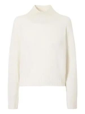 ALLUDE Cashmere Mock Neck Sweater - Cream