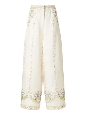 Agua Bendita Agua By Agua Bendita Tota Anhelo Floral-Printed Linen Straight-Leg Pants Cream
