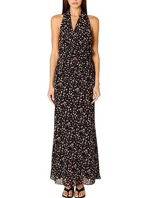 Victoria's Secret Sampaio Halterneck Maxi Dress With Abstract Spots - Black