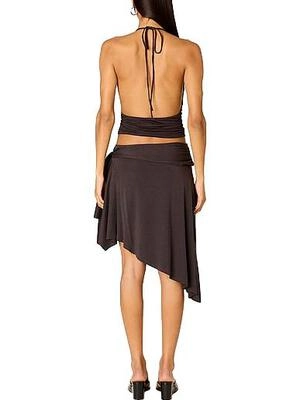 Victoria's Secret Nia Antonio Asymmetrical Tie-detailed Jersey Skirt - Grey