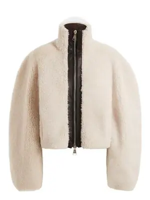 16Arlington Nofre Cropped Teddy Jacket - Beige