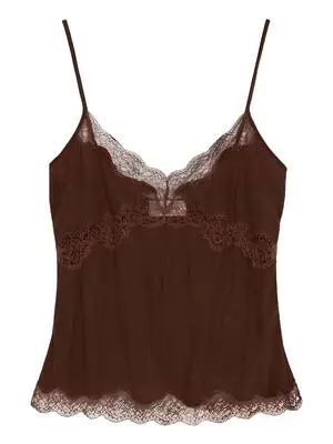 16Arlington Clio Lace-trimmed Satin Camisole - Chocolate