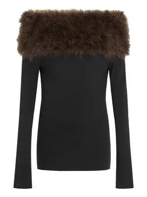 16Arlington Canter Top With Marabou Feathers - Black
