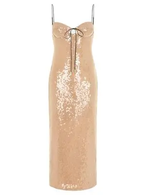 16Arlington Che Sequin Midi Dress - Nude