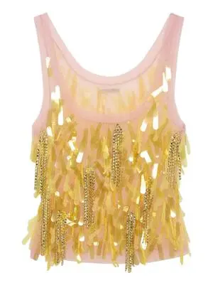 16Arlington Sharla Sequin And Crystal Embellished Mesh Top - Yellow