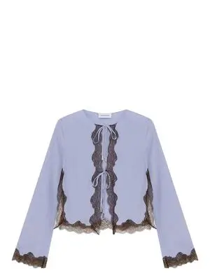 16Arlington 16Arlington Filipa Cardigan With Lace Trim Pale Lilac