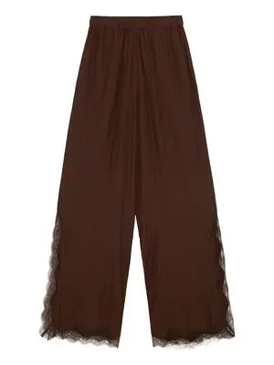 16Arlington Ricci Wide-leg Trousers With Lace Hem - Chocolate