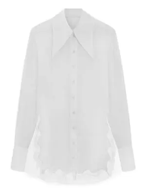 16Arlington 16Arlington Fiorella White Satin Shirt With Lace Trim Satin