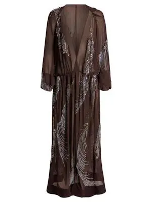 16Arlington Silas Midi Dress With Feather Crystal Embellishments - Dark Chocolate