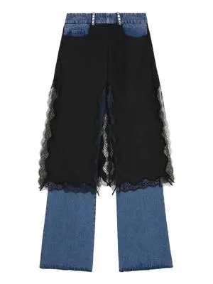 16Arlington Kia Trouser With Lace Overlay - Blue Denim