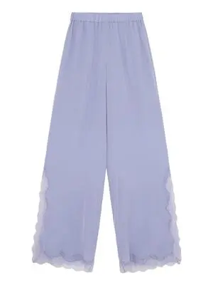 16Arlington Ricci Wide-leg Trousers With Lace Trim - Pale Lilac