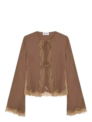 16Arlington 16Arlington Filipa Cardigan With Lace Trim Toffee