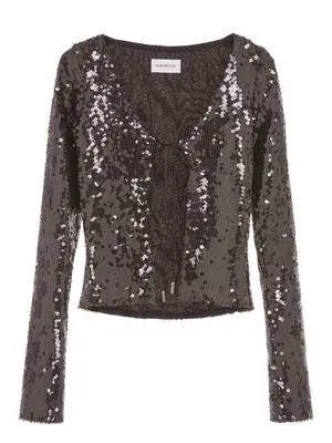 16Arlington Elin Sequin Cardigan - Chocolate