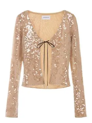 16Arlington Elin Sequin Cardigan - Nude