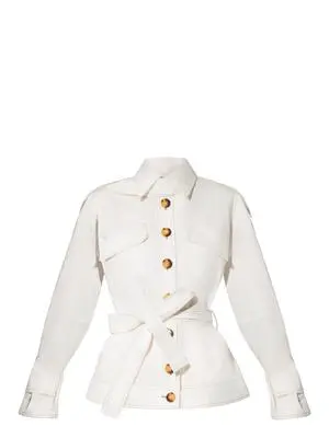TIA DORRAINE Oversized Belted Trench Jacket - White