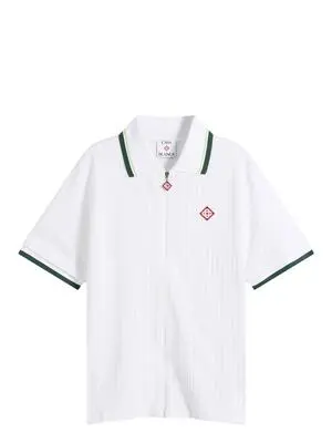 Casablanca Velour Zip Up Shirt - White