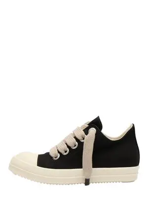 Rick Owens Low Top Sneakers With Exaggerated Laces - Black/milk/milk