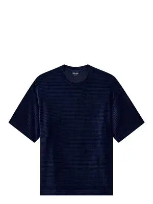 Giorgio Armani T-shirt Regular Fit In Striped Jacquard Chenille Jersey - Blue