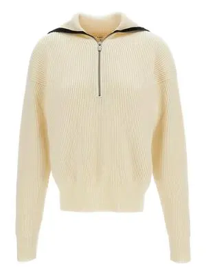 Barena Venezia Half-zip Ribbed Merino Wool Sweater - White