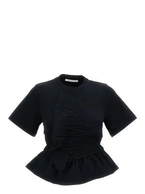 Cecilie Bahnsen Ace T-shirt Jersey With Ruched Detailing - Black