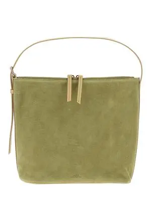 A.p.c. Suede Shoulder Bag With Gold-tone Buckle - Green