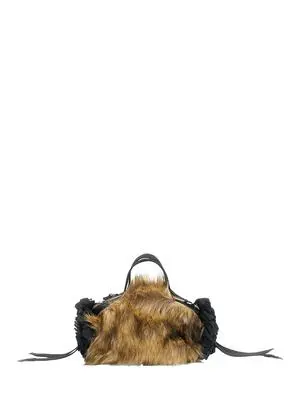 Simone Rocha Borsa Mini In Pelliccia Sintetica Con Ricami E Rosette - Marrone
