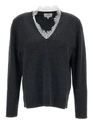 LOULOU DE SAISON Loulou De Saison Leyla Cashmere Sweater With Lace Detail