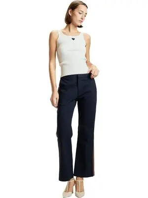Cynthia Rowley Riley Side Stripe Cropped Flare Pants - Navy