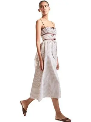 Cynthia Rowley Seersucker Midi Dress - Brown